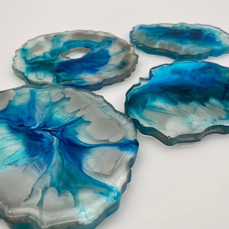 Blue Coaster Set - Etsy