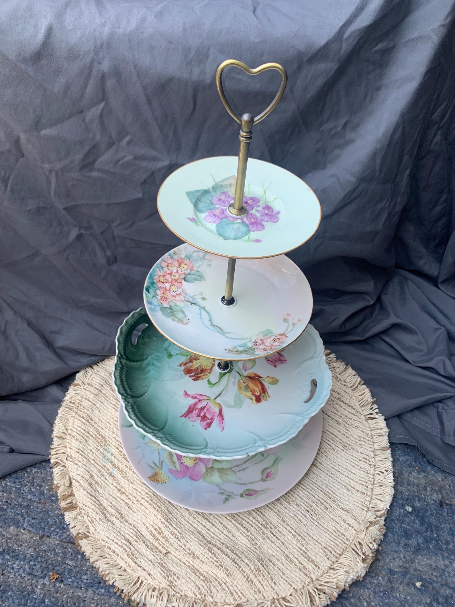 Hand Painted Vintage Floral 4 Tier Server - Etsy