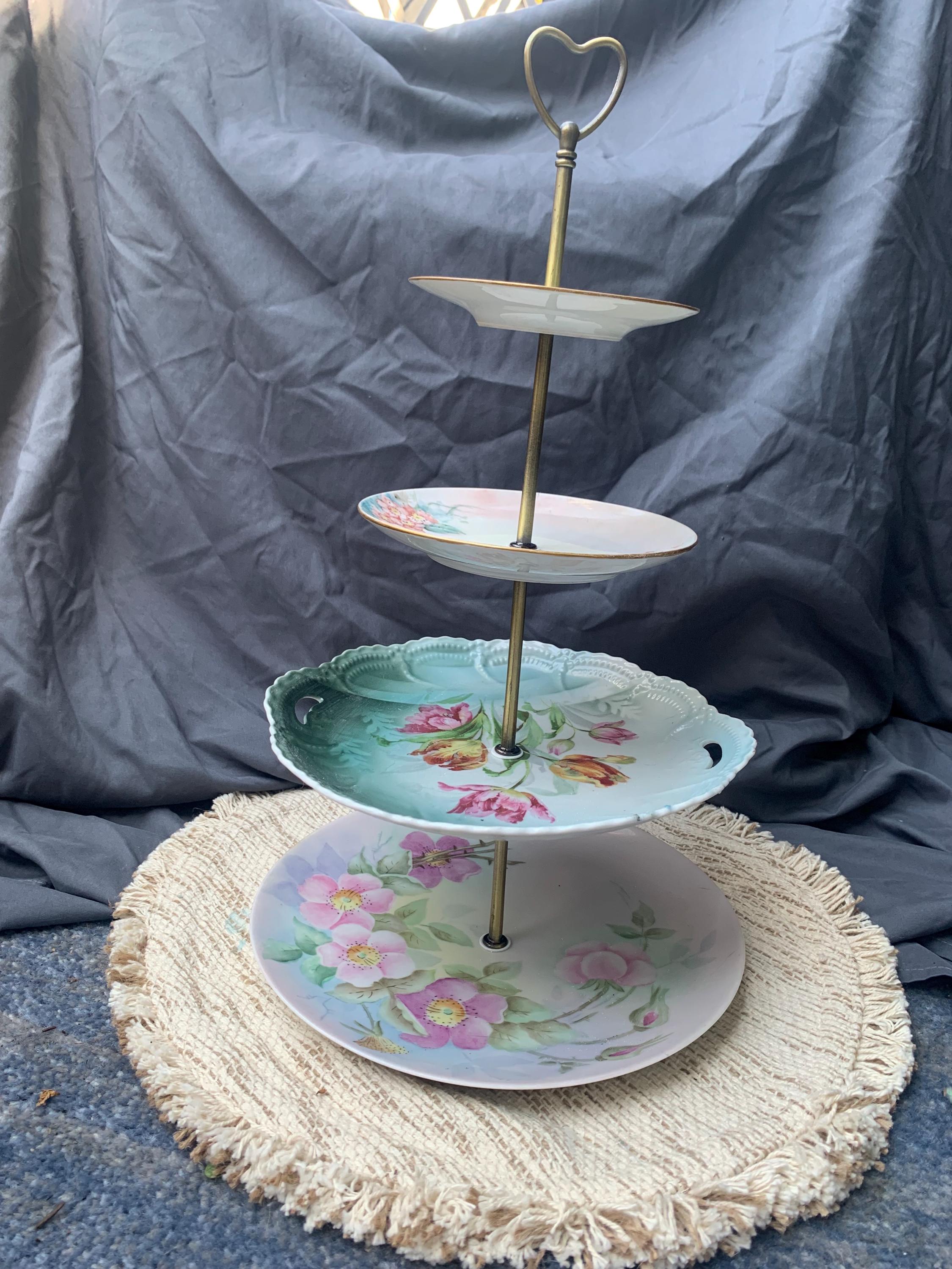 Hand Painted Vintage Floral 4 Tier Server - Etsy