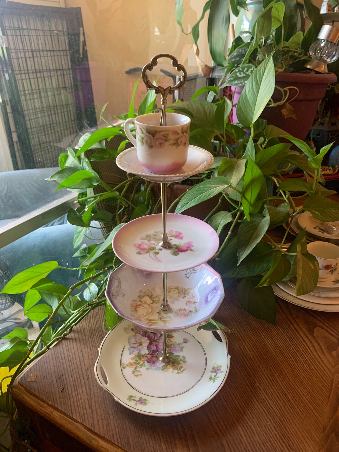 Vintage Hand Painted 4 Tier Server - Etsy