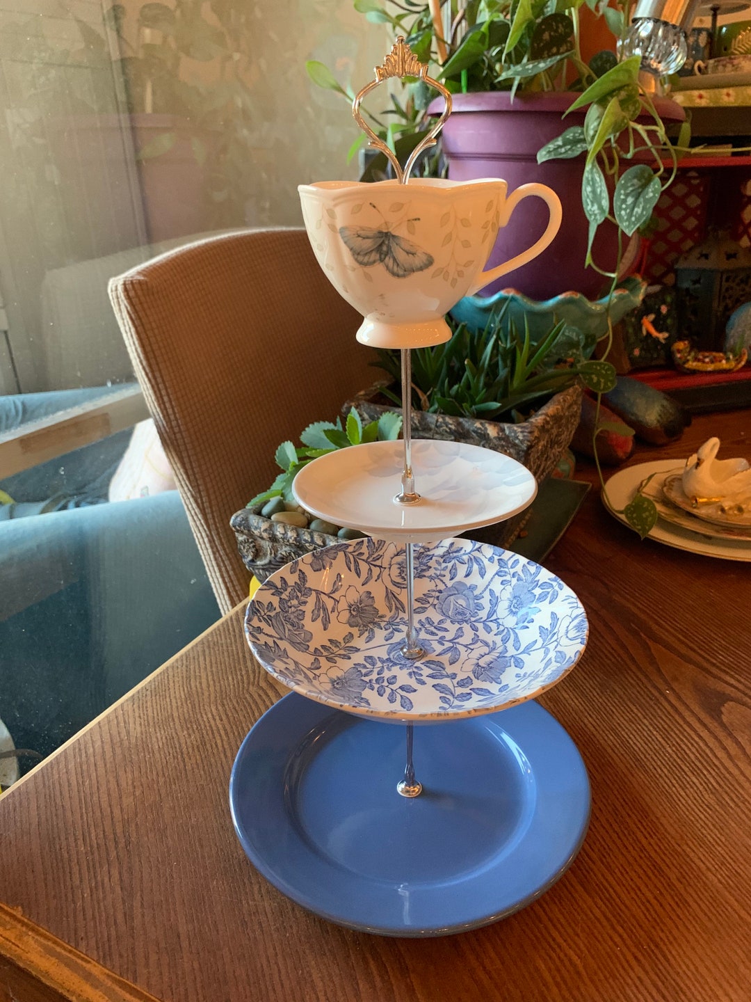 Blue Floral 4 Tier Server - Etsy