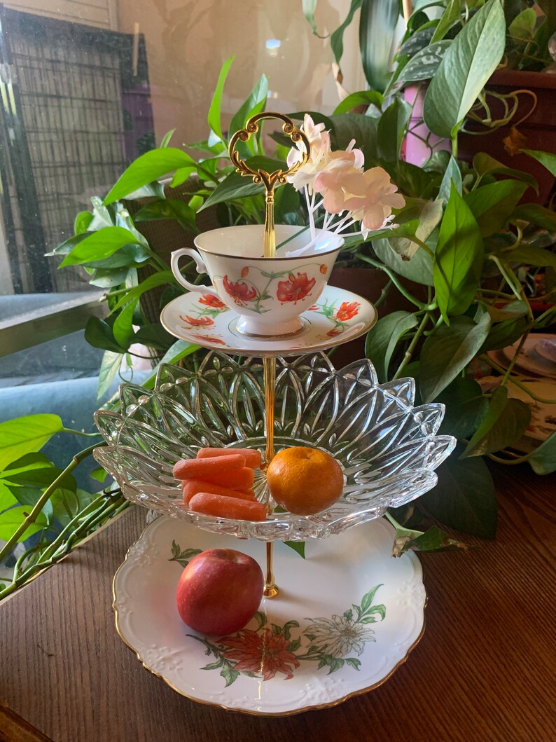 Red 3 Tier Teacup Server - Etsy
