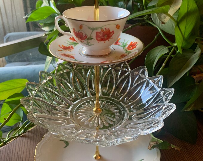 Red 3 Tier Teacup Server - Etsy