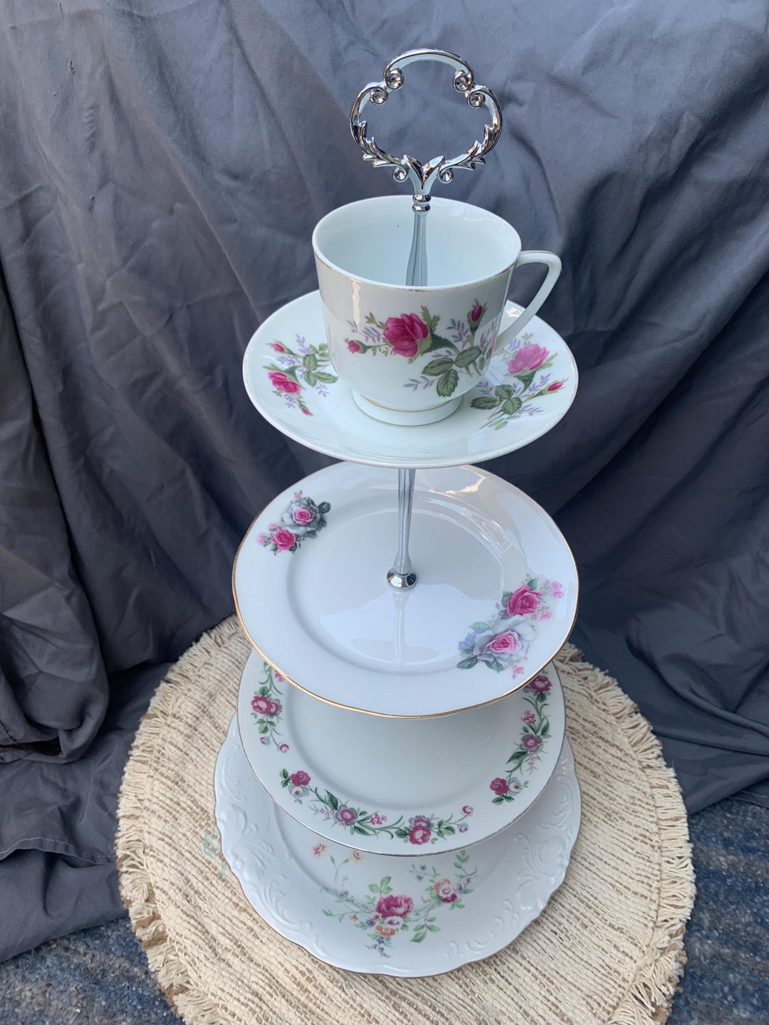 Rose Teacup 4 Tier Server - Etsy