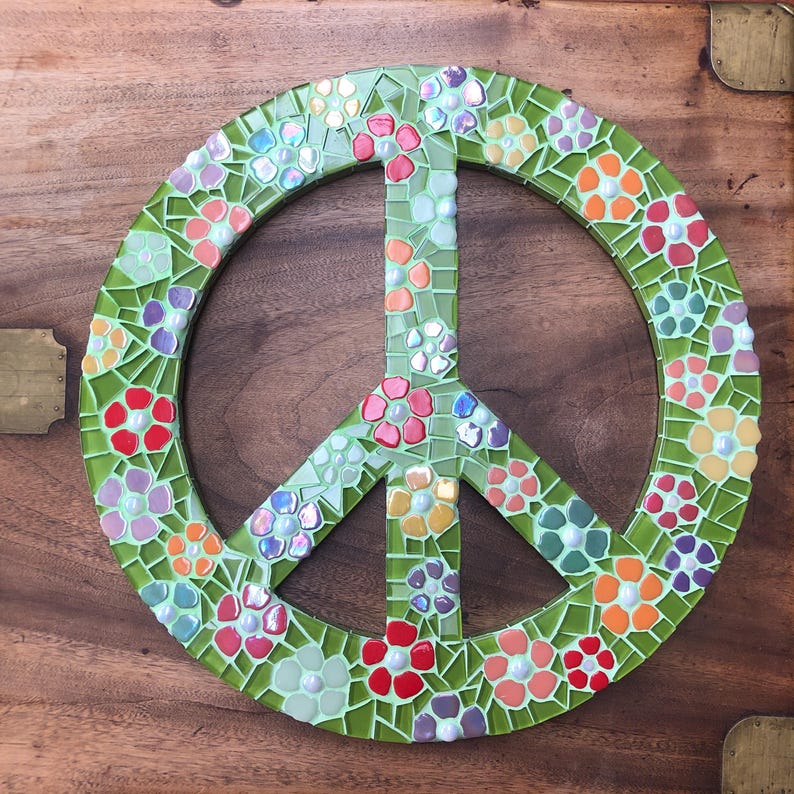 Green Flower Power Peace Sign - Etsy