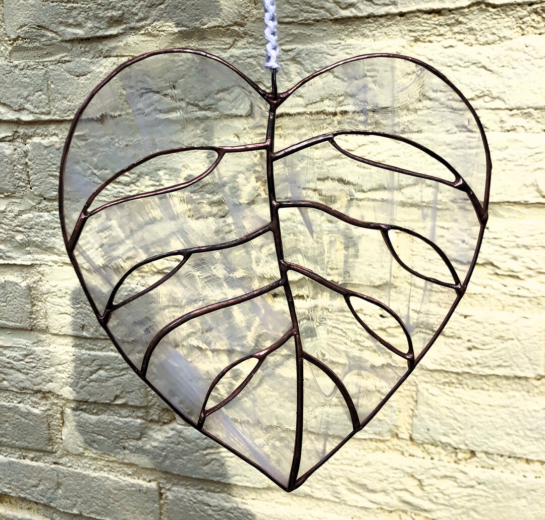 Transparant Monstera Heart Shaped Leaf Suncatcher - Etsy
