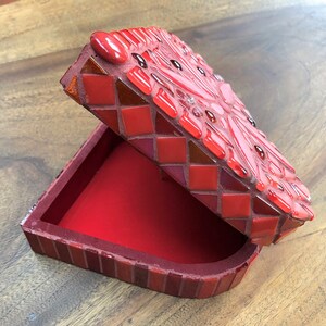 Red Glass Mosaic Heart Shaped Box - Etsy