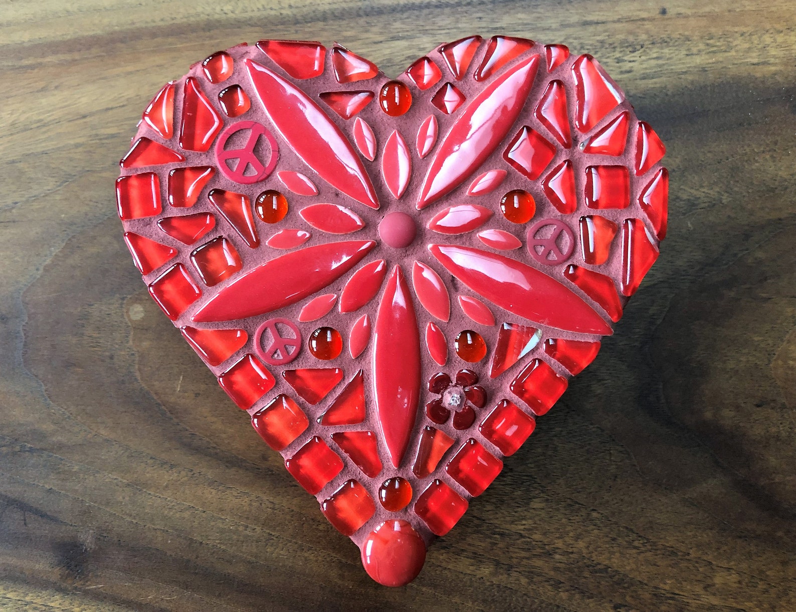 Red Glass Mosaic Heart Shaped Box - Etsy