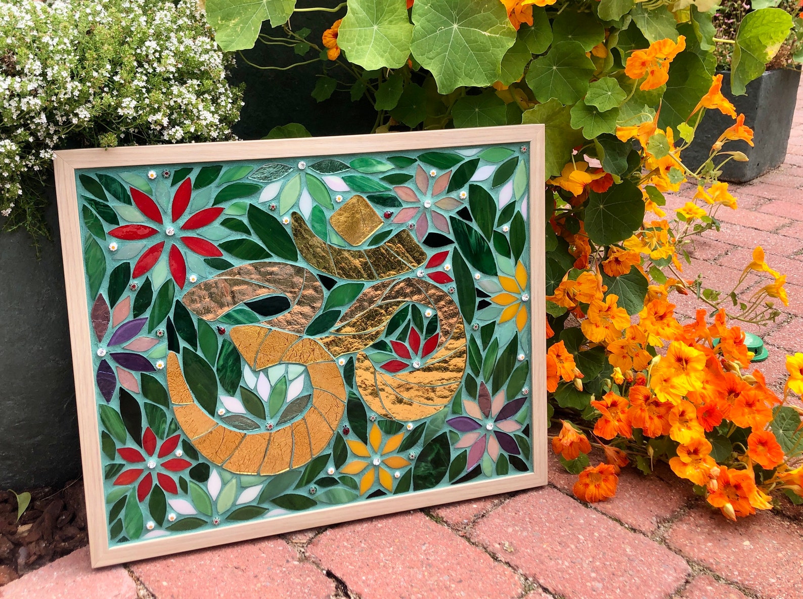 Framed Golden Ohm Sign in a Field of Flowers - Etsy