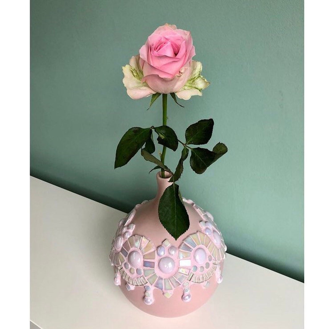 Sweet Pink Mosaic Vase - Etsy