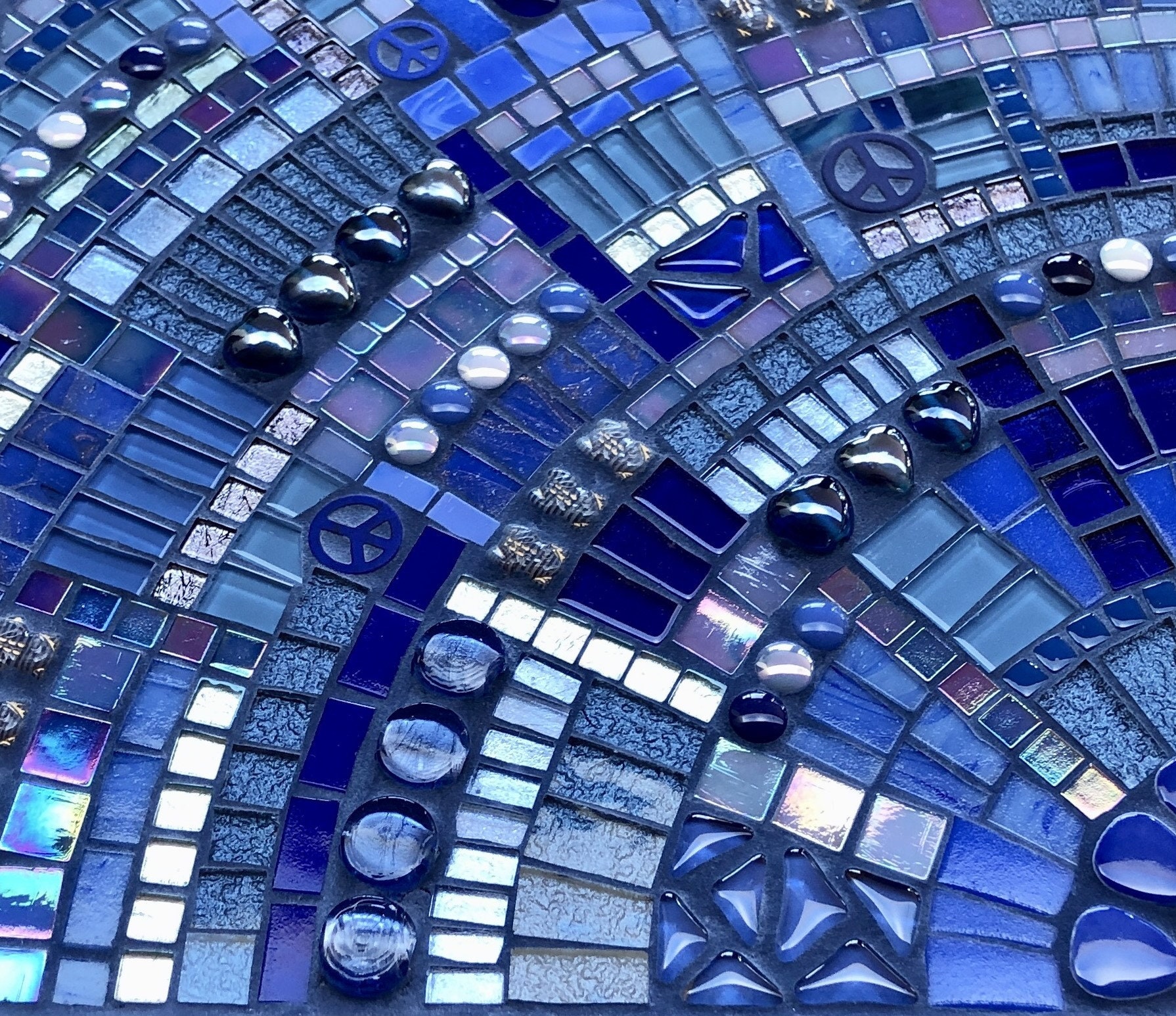 Abstract Blue Glass Mosaic Framed Art - Etsy