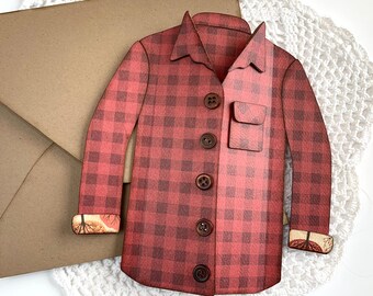 Flannel Shirt Card, Father's Day Card, Birthday Card, Shirt Card, Thank ...