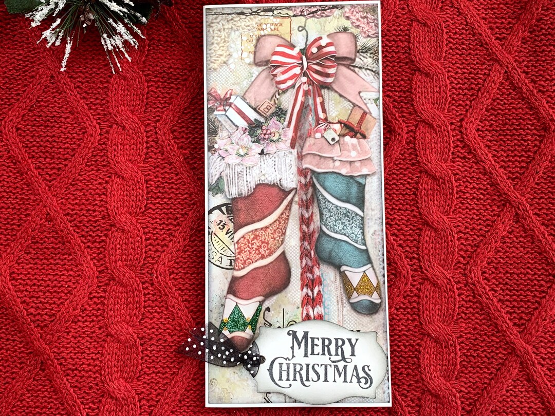 Handmade Christmas Card: Stocking Design, Gift Card Holder - Etsy