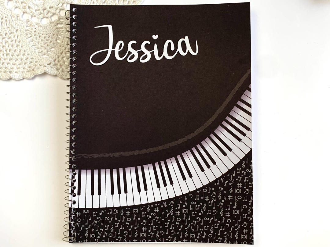 Personalized Piano Spiral Notebook: Black & White Keys, Piano Student ...