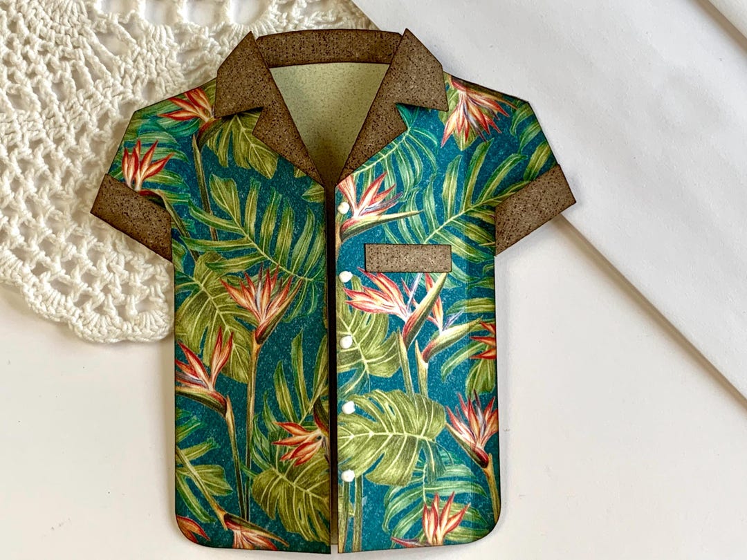 Hawaiian Shirt Card, Mens Birthday Card, Vacation Card, Congratulations ...