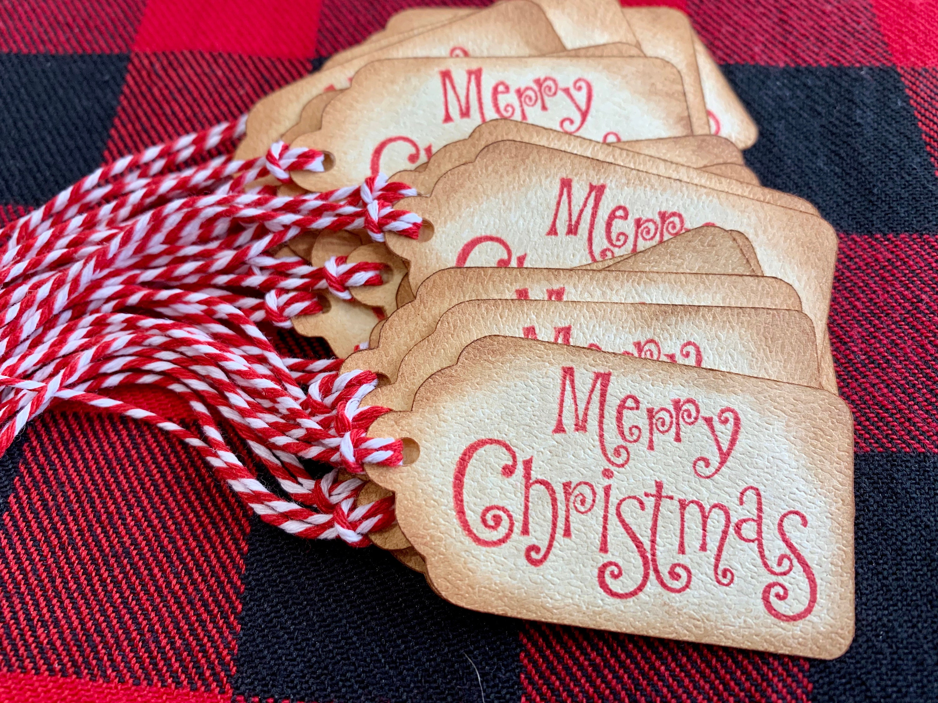 Merry Christmas Tag Set of 10 - Etsy