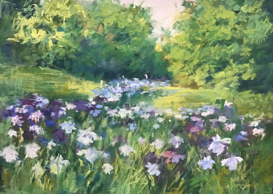 Wild Iris Meadow, Soft Pastel Painting, Original Fine Art - Etsy