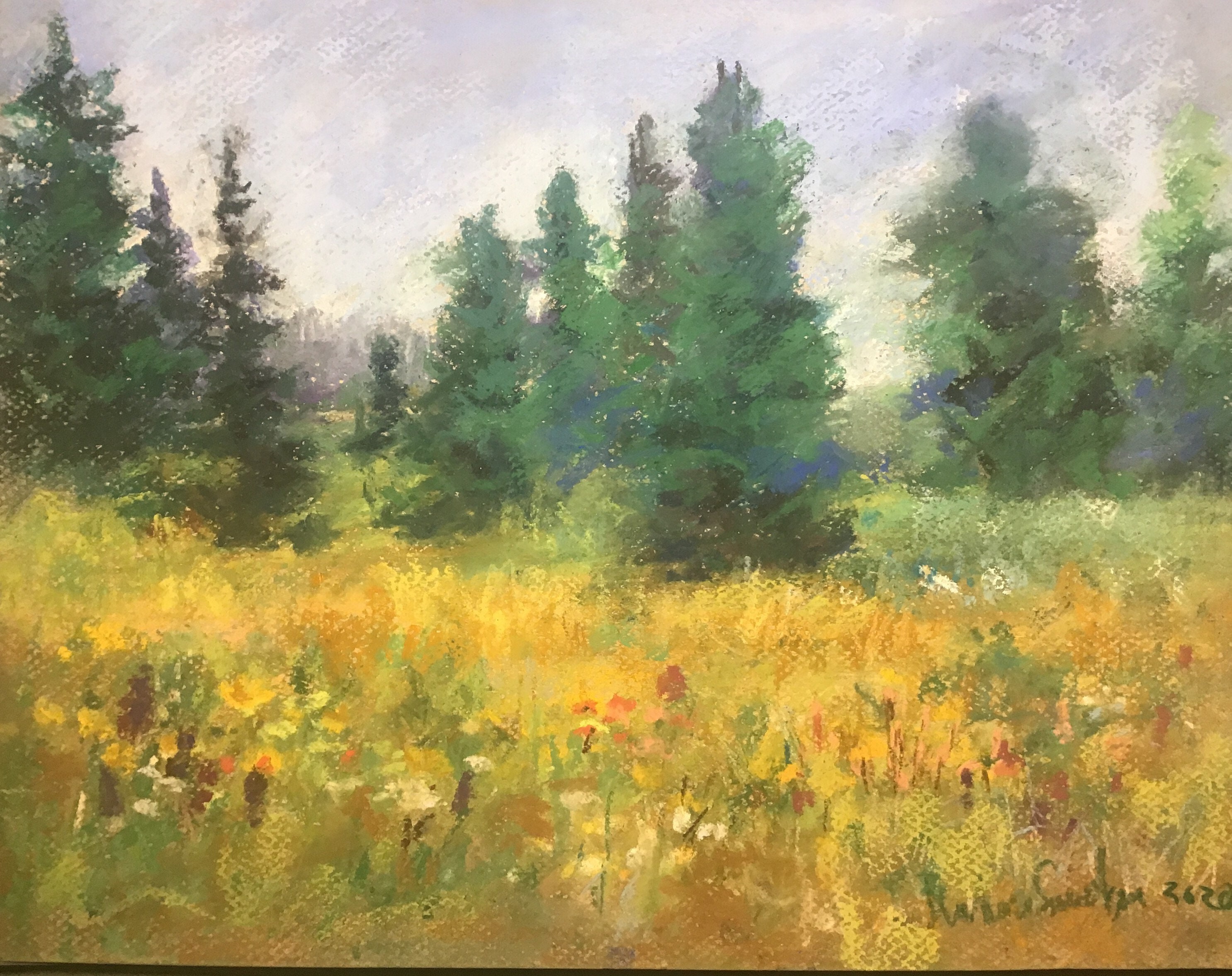 Hillside Evergreen Trees, Soft Pastel Painting on Paper - Etsy