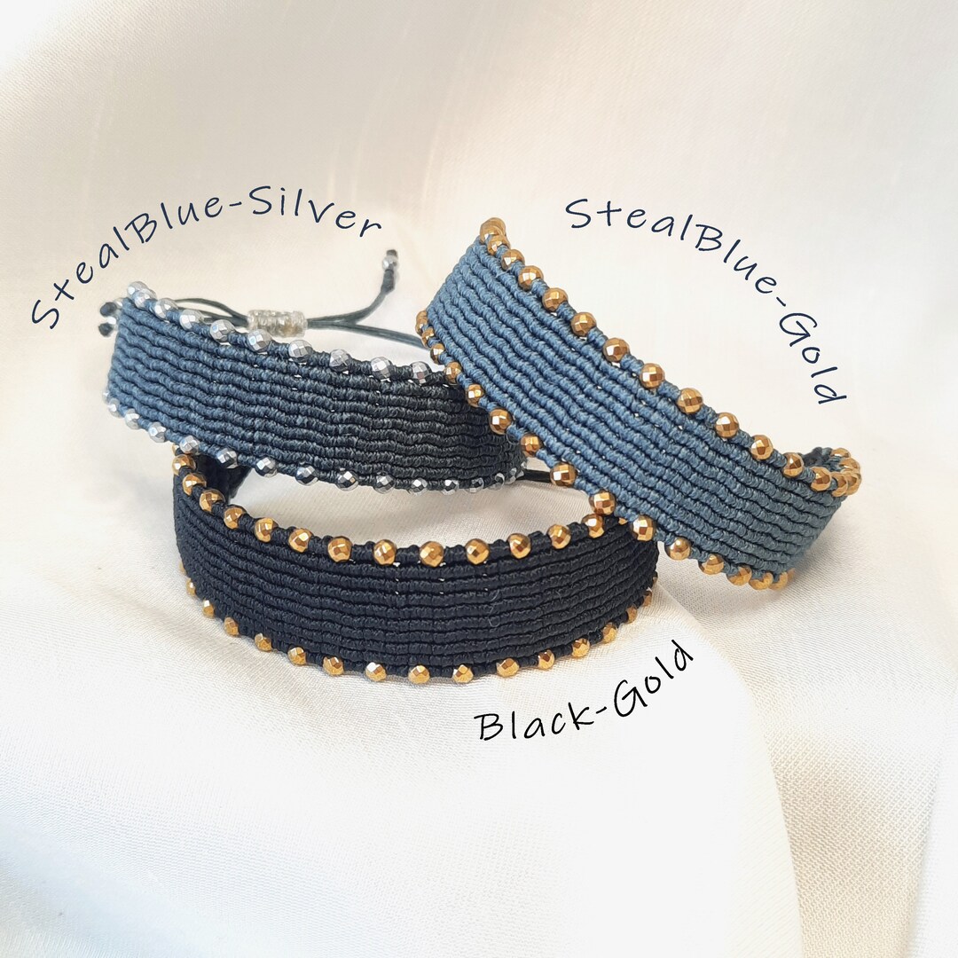 Beaded Border Macrame Bracelet/art of Macrame/fiber Art - Etsy