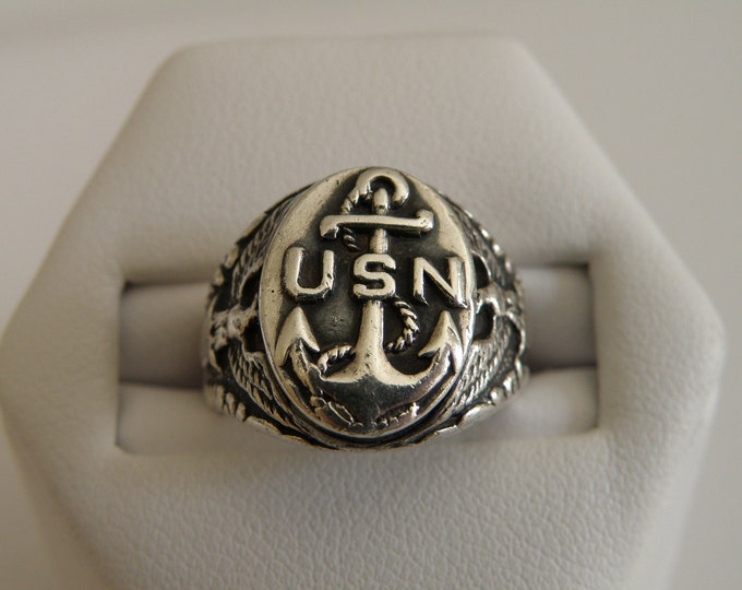 Antique Sterling Silver U.S. Navy Ring - Size 5 1/4 U.S. - Etsy