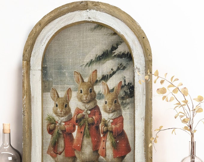 Christmas Bunnies Wall Decor 14 X 22 Christmas Wall Art Winter Woodland ...