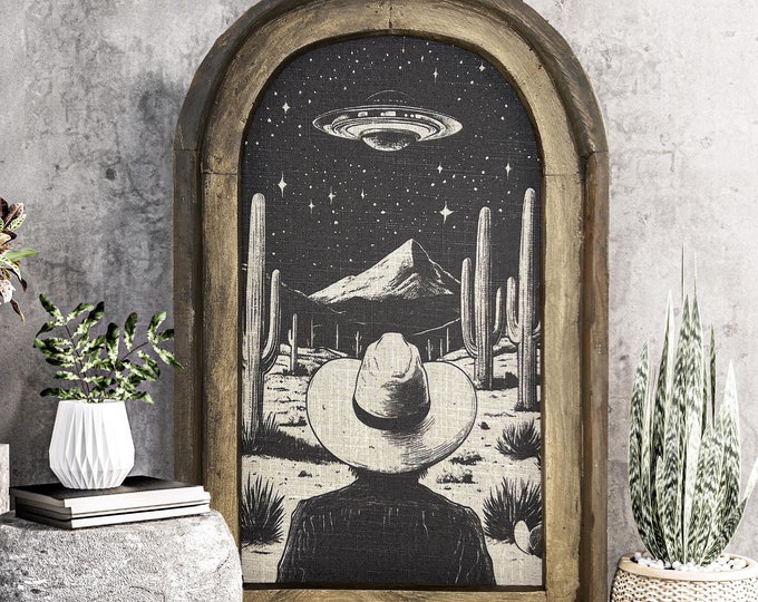 Western Wall Decor | Southwestern Wall Art | UFO Decor | Retro Wall ...