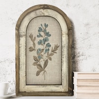 Flower Art in Arched Wood Frame | Farmhouse Botanical Wall Decor ...