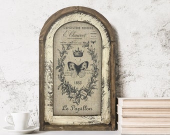 Floral Wall Art Farmhouse Decor Arch Window Frame Linen - Etsy
