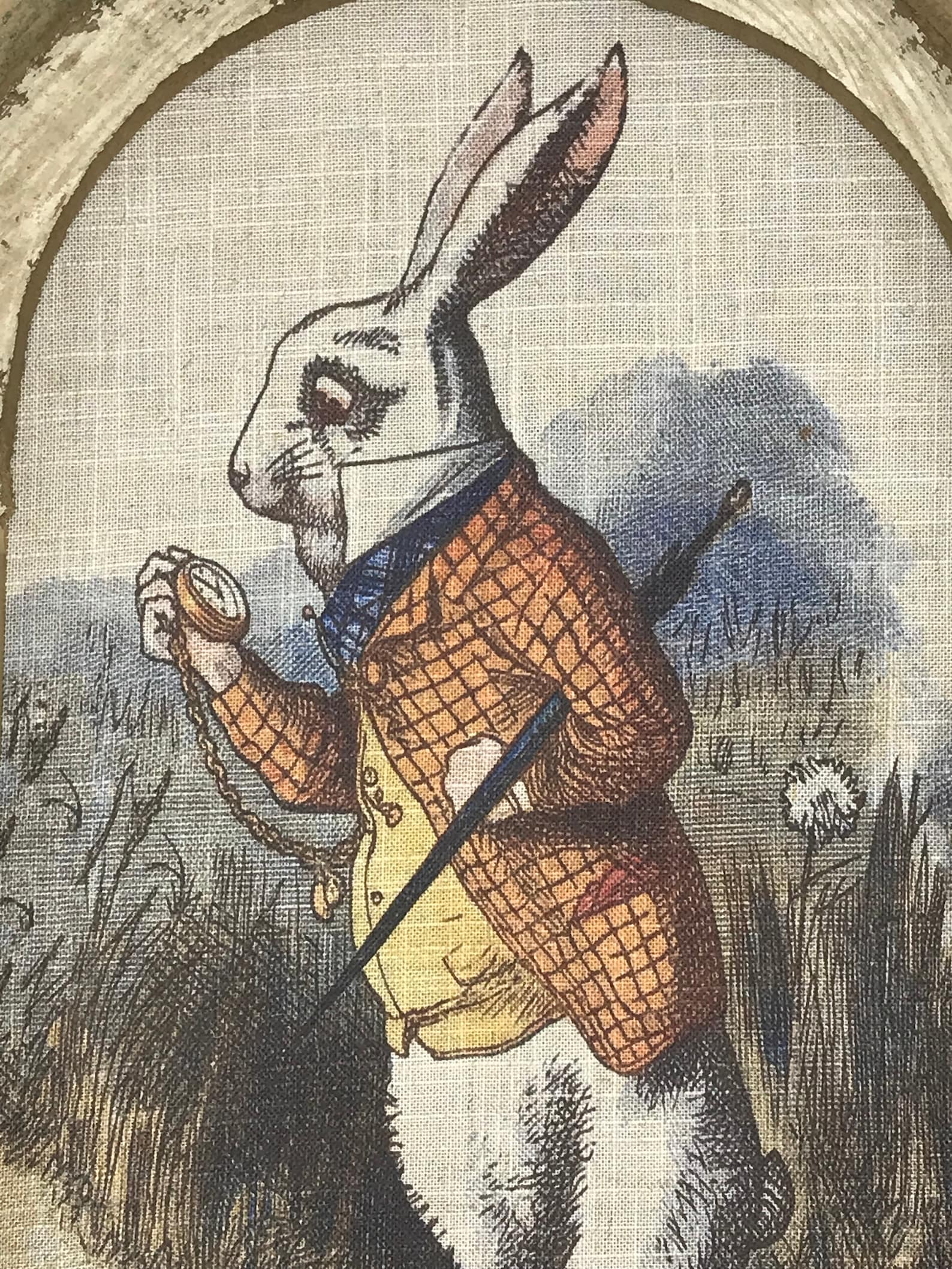 White Rabbit Wall Art | 14" X 22" | Arch Window Frame | Linen Wall ...