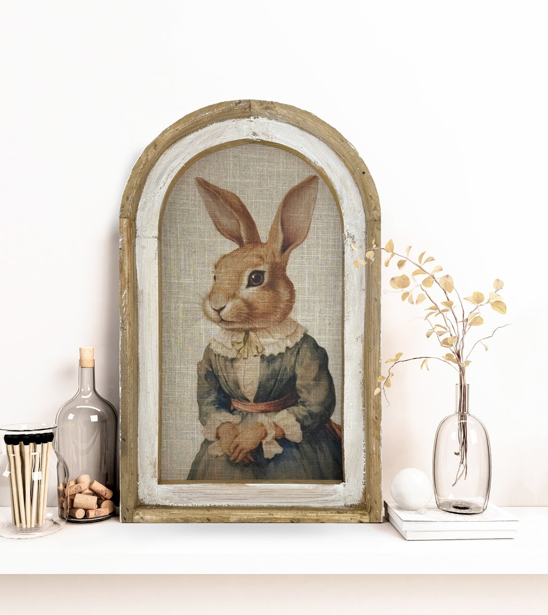 Bunny Wall Art | 14" X 22" | Arch Window Frame | Rabbit Decor | Spring ...