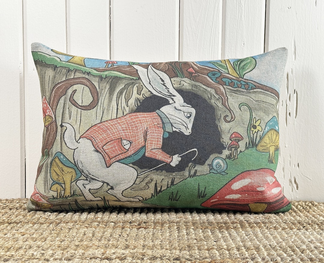 White Rabbit Pillow | Eclectic Decor | Lumbar Pillow | Bohemian | Down ...