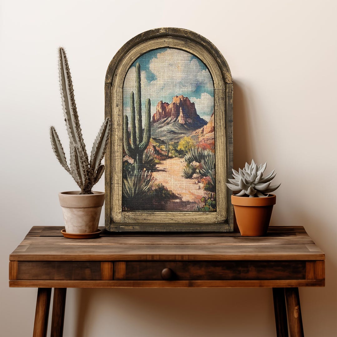 Western Landscape Wall Decor | Cactus Wall Art | Southwestern Decor ...
