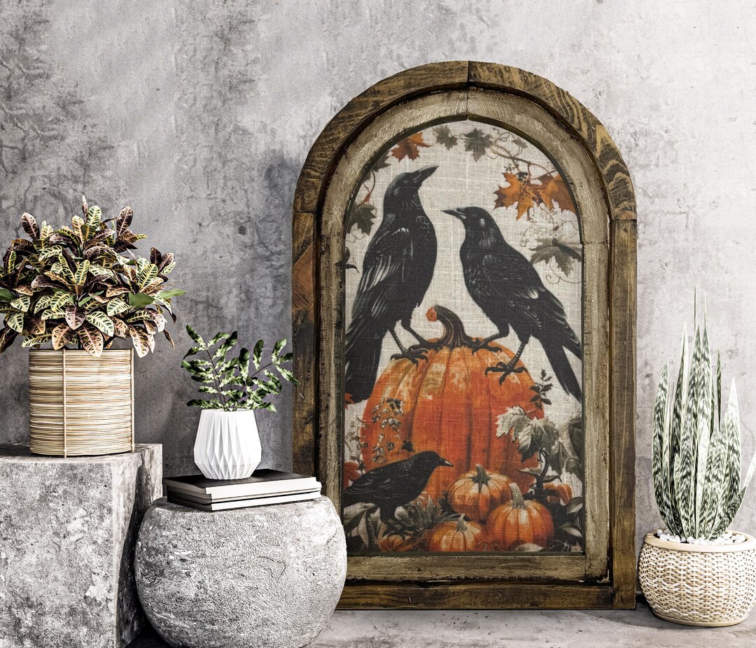 Autumn Wall Art | Crow Decor | Pumpkin Wall Art | Fall Wall Decor ...