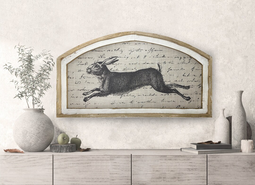 Easter Rabbit Wall Art | 20" X 36" | Bunny Arched Wall Decor ...