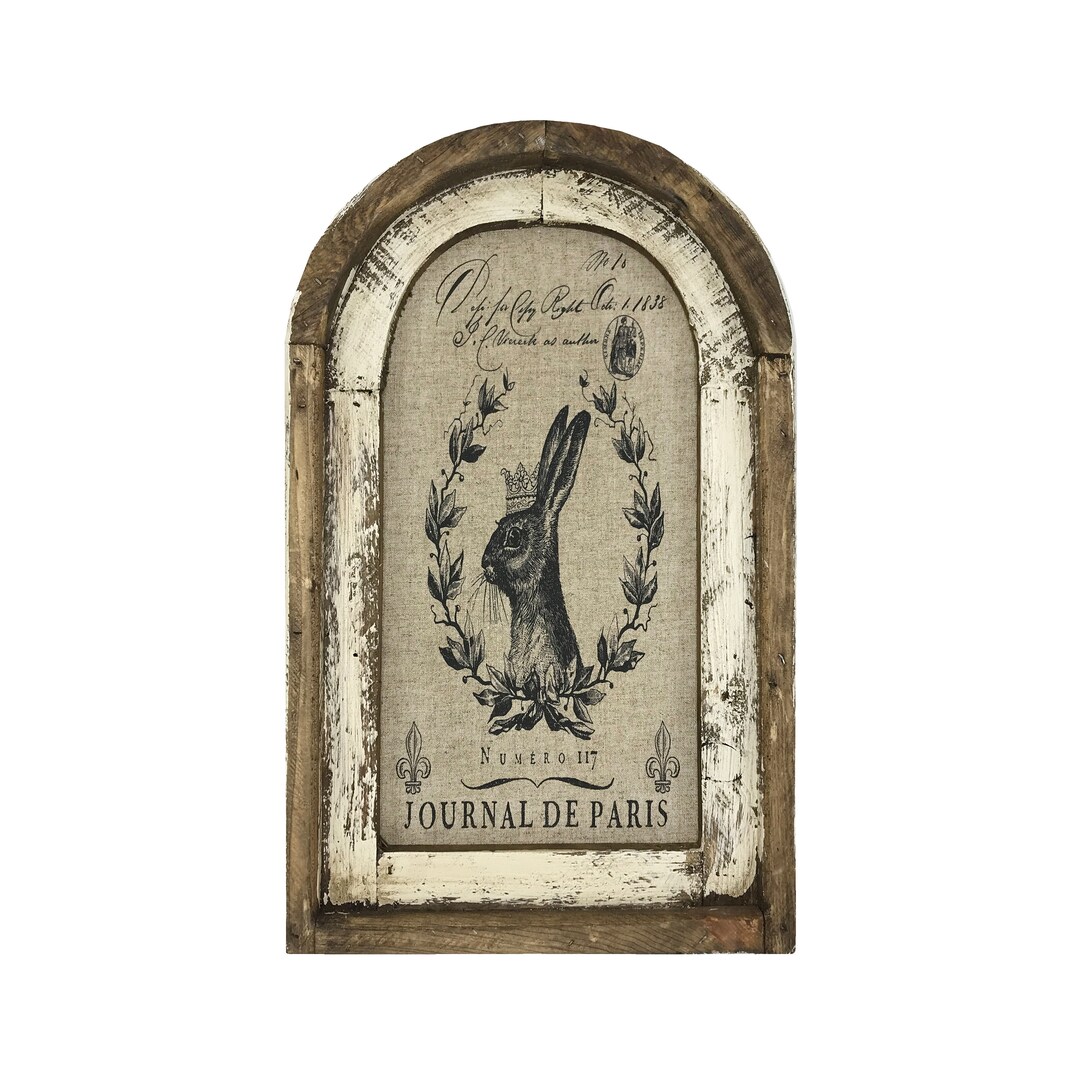 Rabbit Wall Art | 14" X 22" | Arch Window Frame | Linen Wall Hanging ...