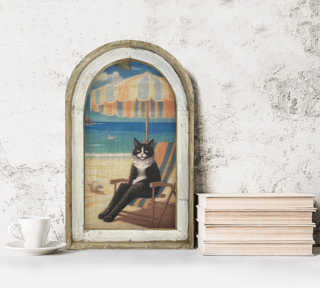 Cat Framed Art Print | Sunbathing Cat Art | Handmade Framed Cat Art ...