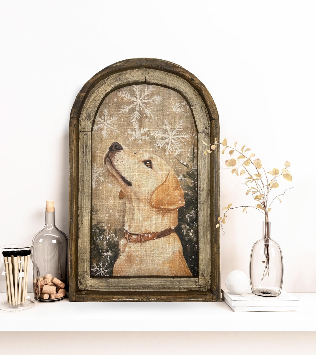 Christmas Labrador Wall Art | 14" X 22" | Yellow Lab Wall Decor ...