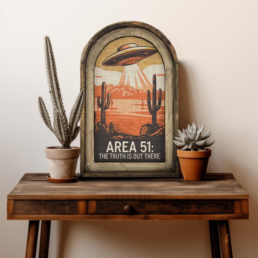 Area 51 Wall Art | 14" X 22" | Solid Wood Frame | Arizona Wall Hanging ...