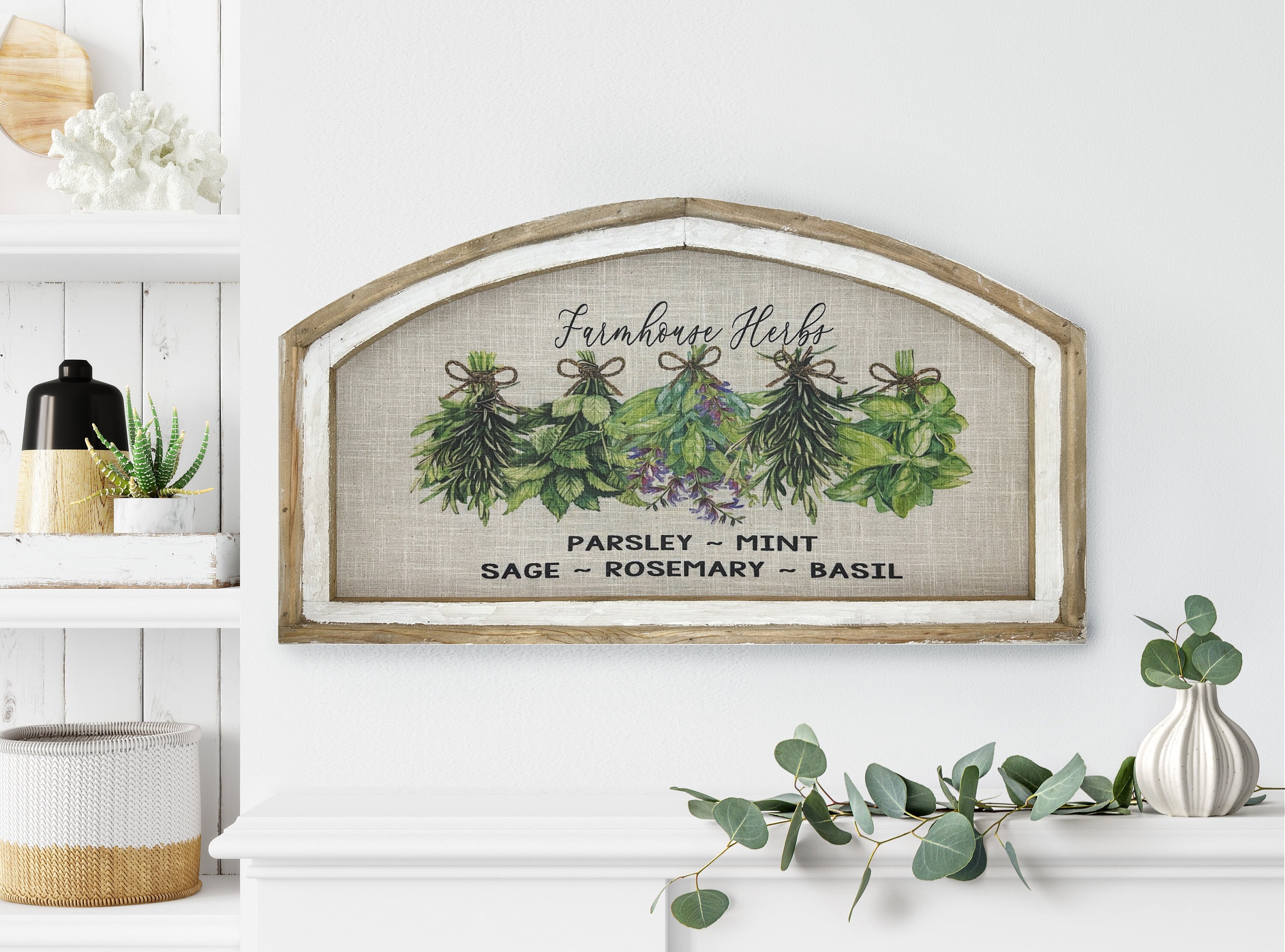 Farmhouse Kitchen Wall Art | 20 x 36 | Fresh Hebs Arched Wall Decor | Farmhouse Wall Art | Farm ...