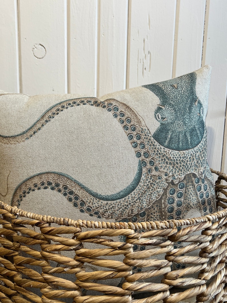Octopus Throw Pillow Coastal Decor Nautical Cushion - Etsy