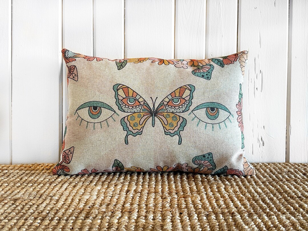 Boho Throw Pillow | Eclectic Decor | Linen Lumbar Pillow | Hippy Pillow ...