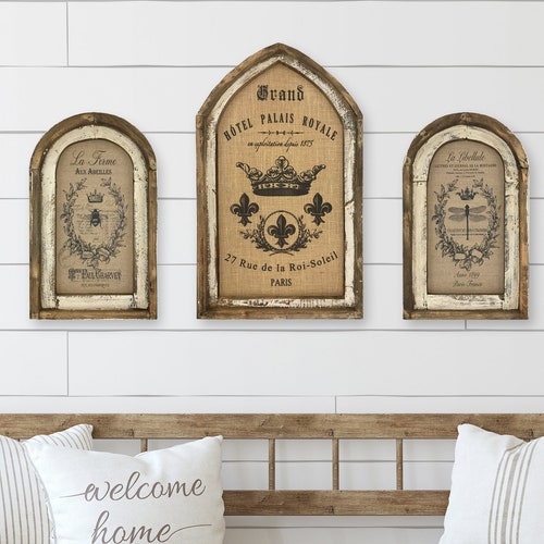 French Farmhouse Wall Art Arch Window Frame Linen Wall - Etsy