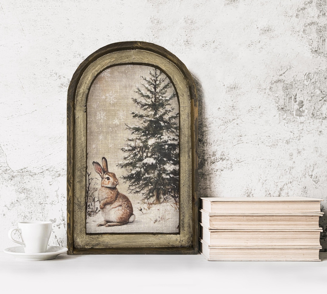 Christmas Rabbit Wall Decor | 14" X 22" | Christmas Wall Art | Winter ...