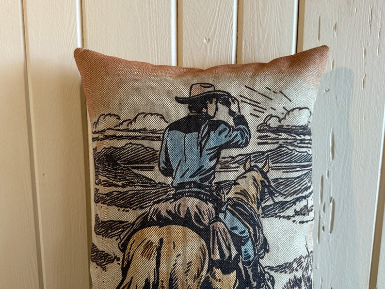Cowboy Throw Pillow | Western Decor | Wild West Lumbar Pillow ...