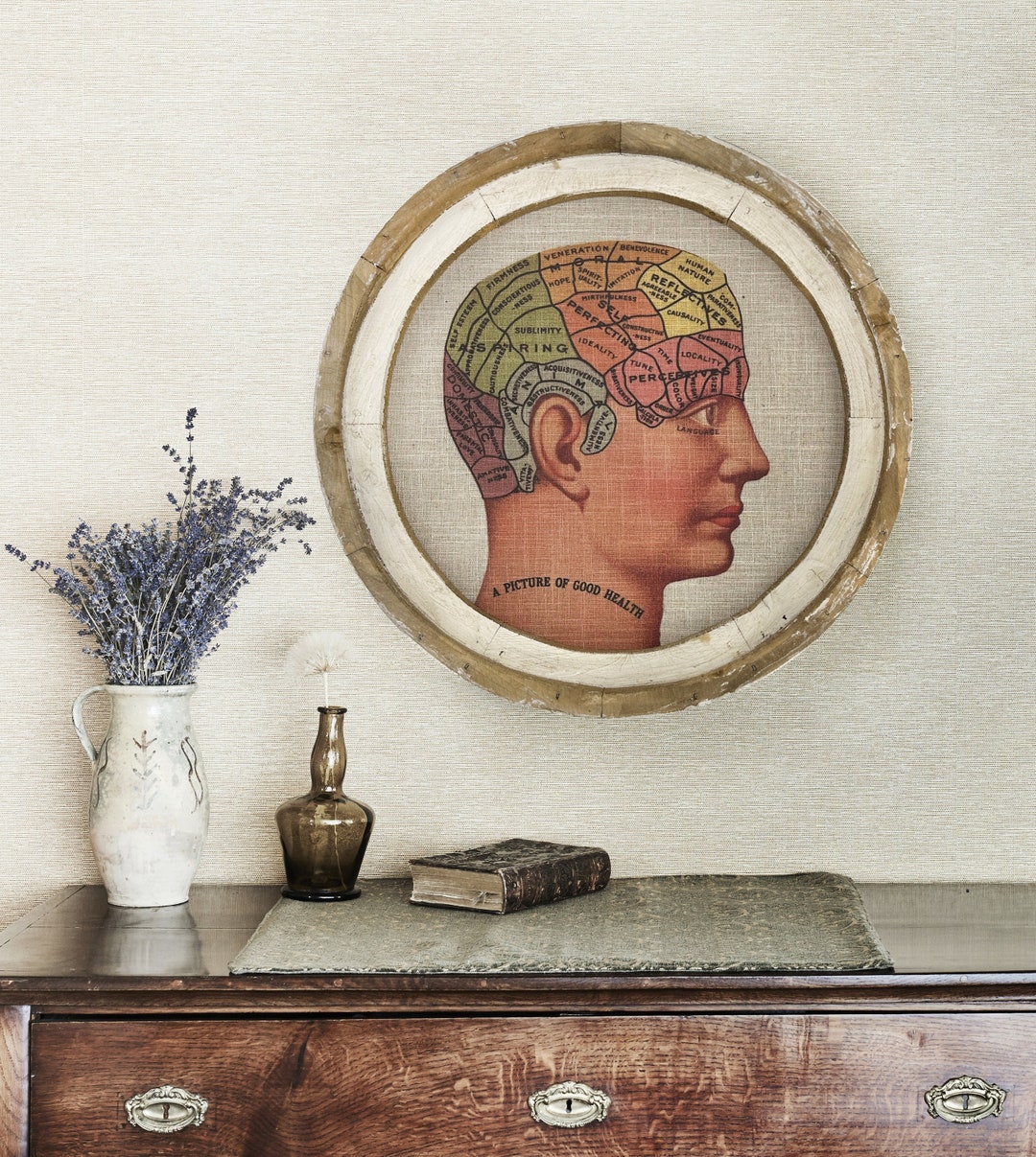 Psychology Head Wall Decor 20 X 20 Phrenology Wall Decor Linen & Burlap ...