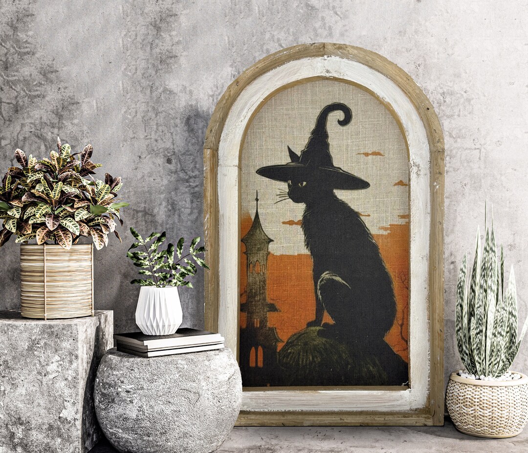 Black Cat Wall Decor | Halloween Decor | Spooky Wooden Wall Art ...