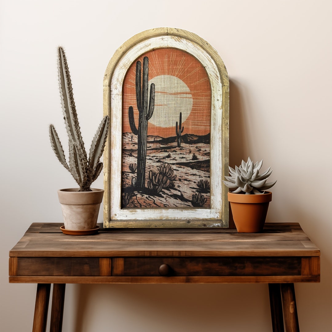 Southwestern Wall Decor | Western Wall Art | Cactus Decor | Retro ...
