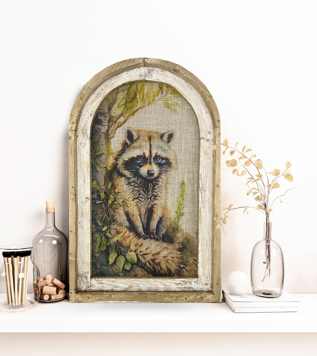 Raccoon Wall Art | 14" X 22" | Woodland Spring Decor | Linen Wall ...