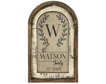 Monogram Wall Art Arch Window Frame Personalized Gift Custom Farmhouse ...