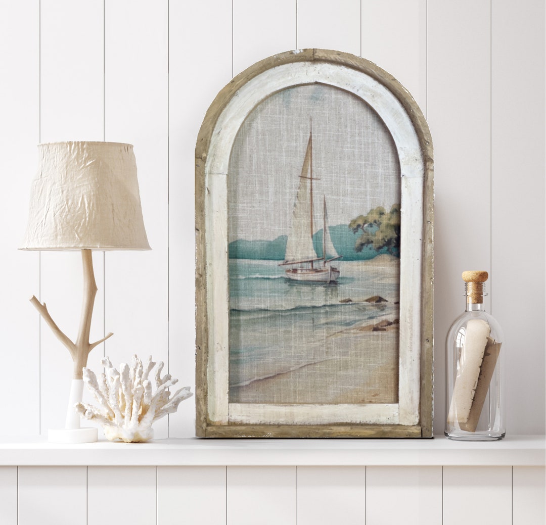 Sailboat Wall Decor | Coastal Wall Decor | Bathroom Wall Decor | Linen ...